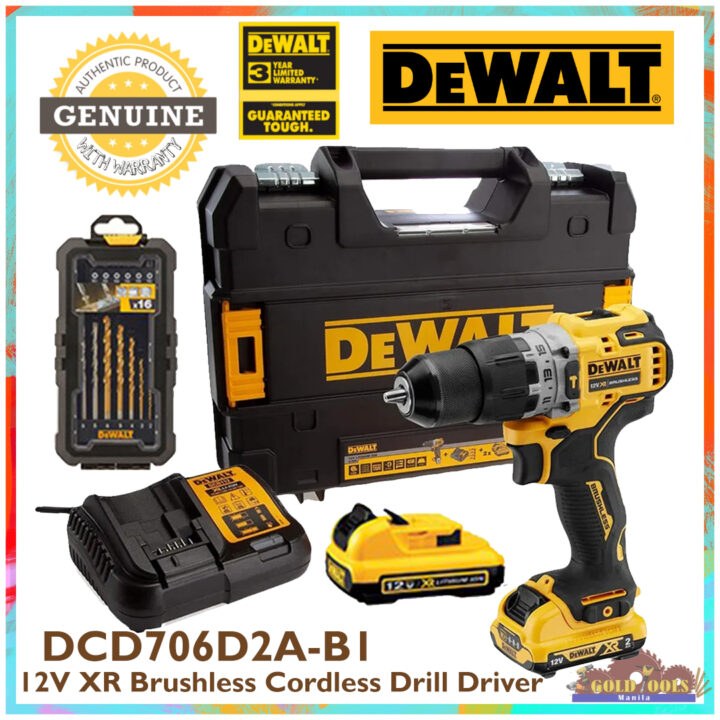 DeWalt DCD706D2A Brushless Cordless Hammer Drill Driver 12V XR Li-Ion ...